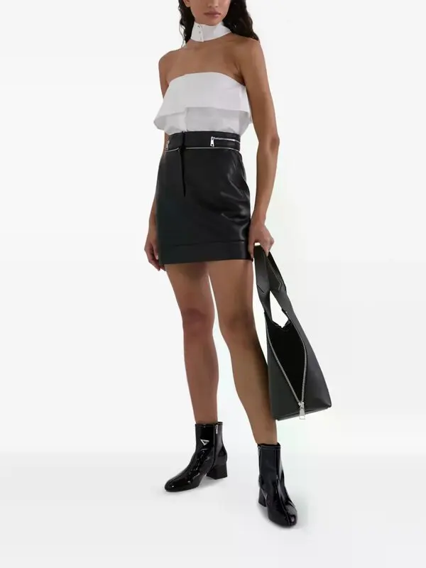 karl lagerfeld faux leather dress Women's Cropped Faux Leather Jacket WITH Faux Shearling | Black main image 1