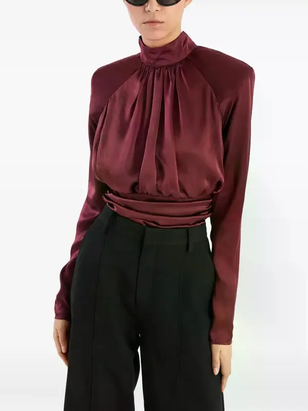 ROTATE BY BIRGER CHRISTENSEN Mock Neck Ruched Top