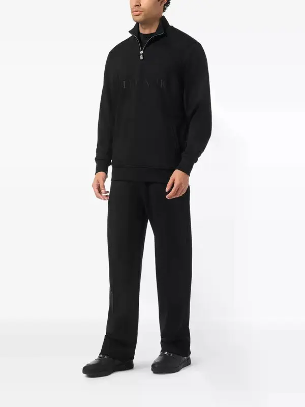 BILLIONAIRE Embroidered Logo Half-zip Sweatshirt - Black