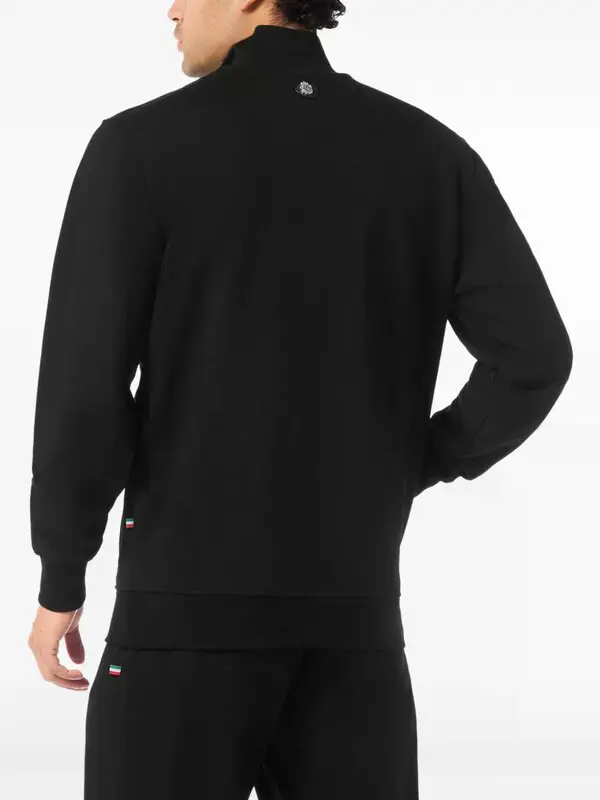BILLIONAIRE Embroidered Logo Half-zip Sweatshirt - Black