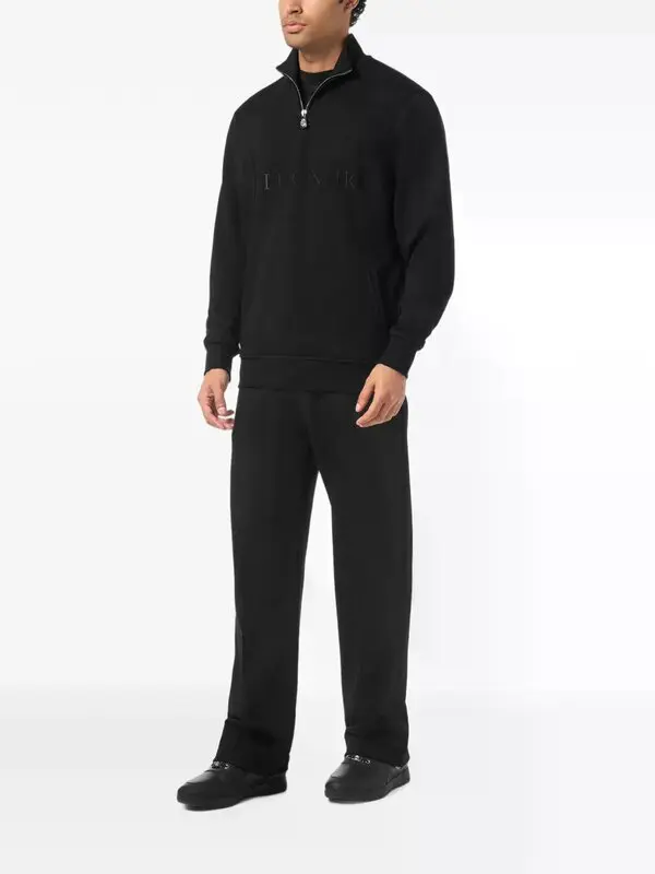 BILLIONAIRE Embroidered Logo Half-zip Sweatshirt - Black