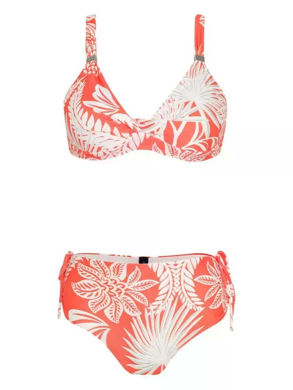LYGIA & NANNY Tropical-print Tie-side Bikini - Pink