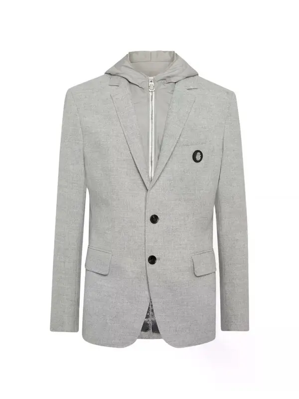 BILLIONAIRE Hooded Buttoned Blazer - Grey