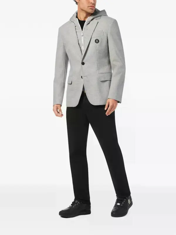 BILLIONAIRE Hooded Buttoned Blazer - Grey