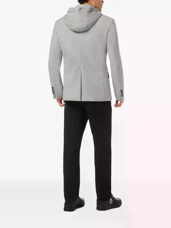 BILLIONAIRE Hooded Buttoned Blazer - Grey