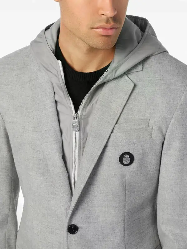 BILLIONAIRE Hooded Buttoned Blazer - Grey