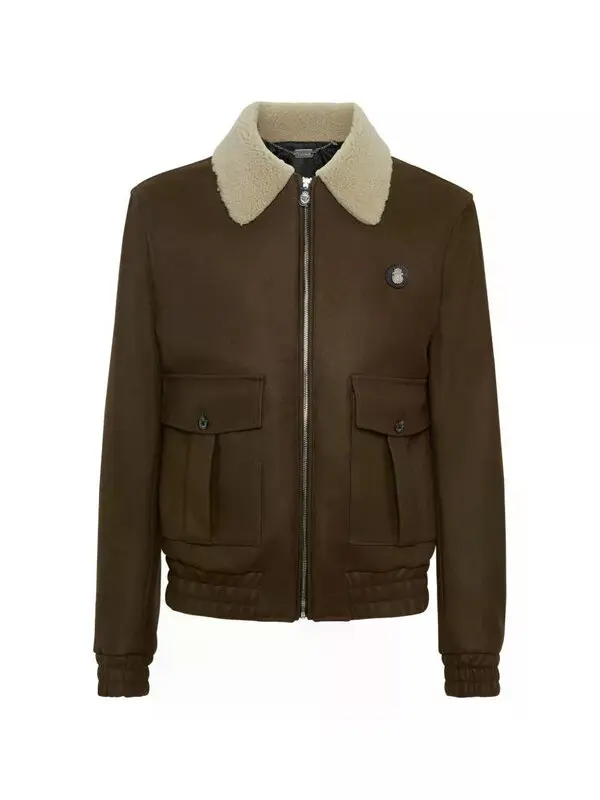 BILLIONAIRE Shearling-collared Wool Jacket - Brown