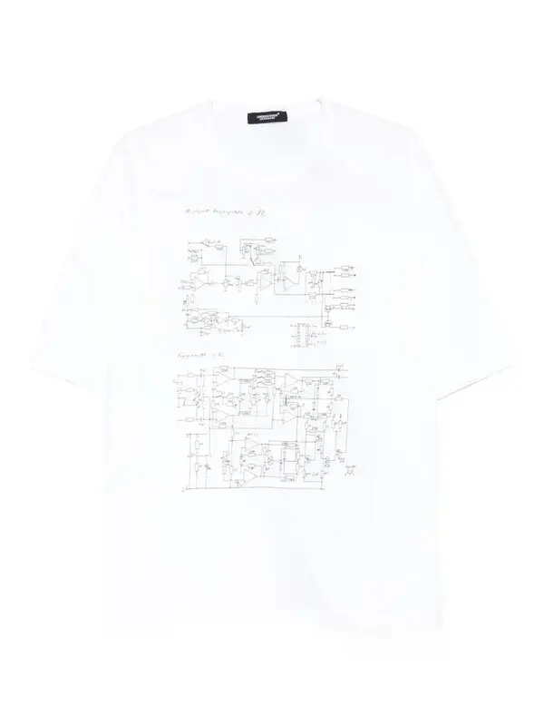 UNDERCOVERISM Circuit-diagram Graphic T-shirt - White