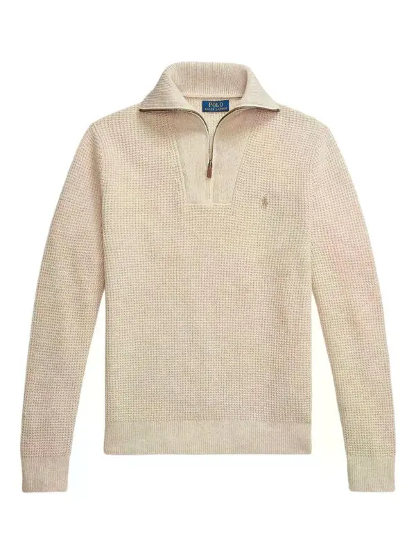 Polo Ralph Lauren Waffle-knit Half-zip Sweater - Neutrals