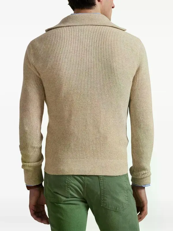 Polo Ralph Lauren Waffle-knit Half-zip Sweater - Neutrals