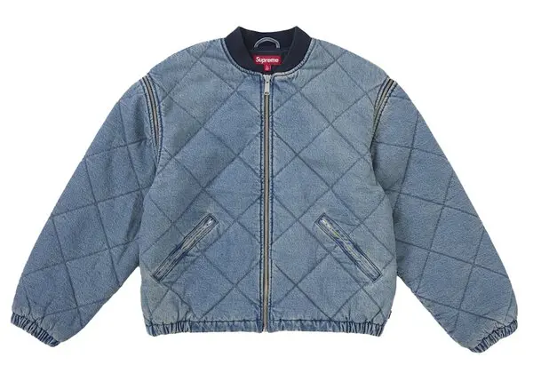 Supreme Zip-Off Sleeve Quilted Bomber Jacket - Denim | Editorialist