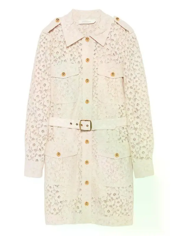 Zimmermann Floral-lace Belted Mini Dress - Neutrals