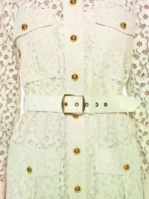 Zimmermann Floral-lace Belted Mini Dress - Neutrals