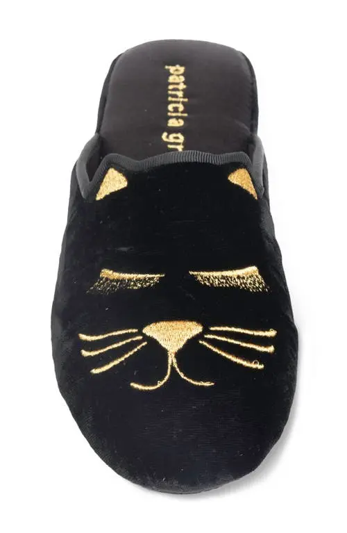 PATRICIA GREEN Winking Kitty Embroidered Slipper