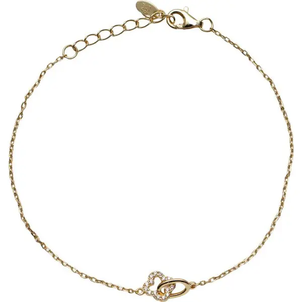 Argento Vivo Cubic Zirconia Clover Interlock Bracelet - Gold