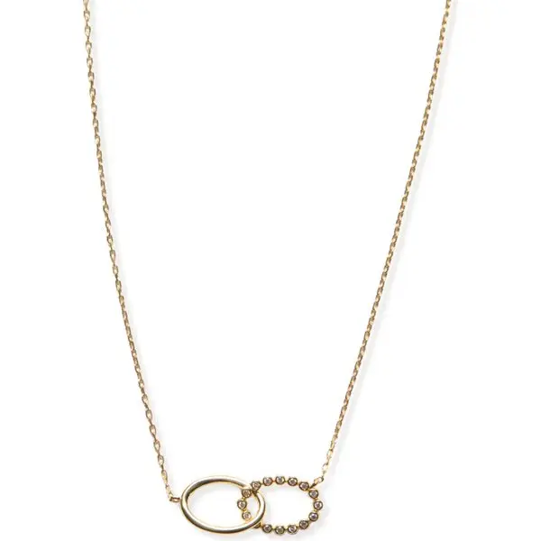 Argento Vivo Interlock Oval Pendant Necklace - Gold