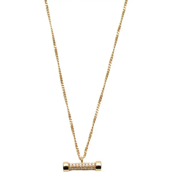 Argento Vivo Pavé Cubic Zirconia Bar Pendant Necklace - Gold