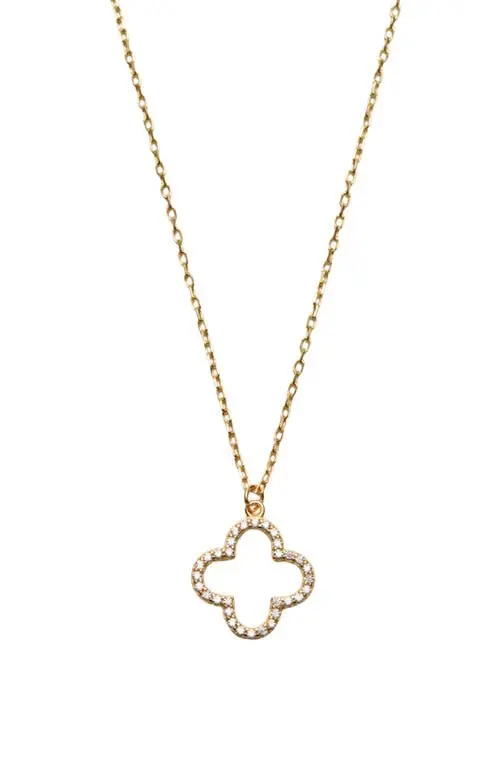 Argento Vivo Pavé Cubic Zirconia Clover Pendant Necklace - Gold