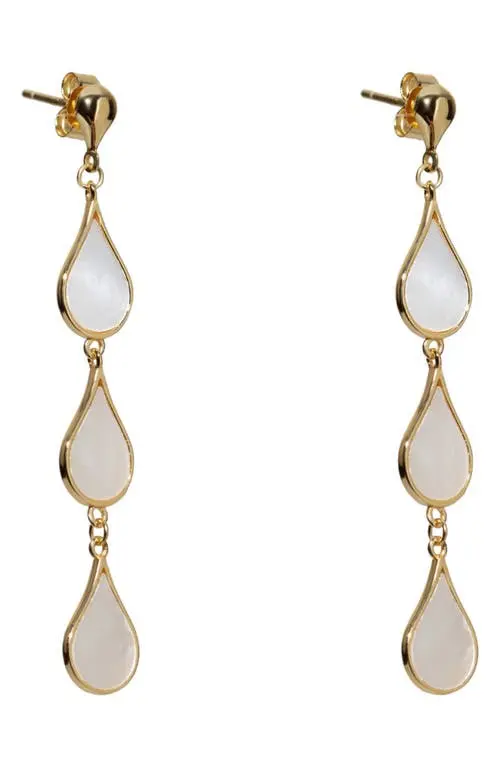Argento Vivo Triple Mother-of-pearl Teardrop Dangle Earrings - Gold