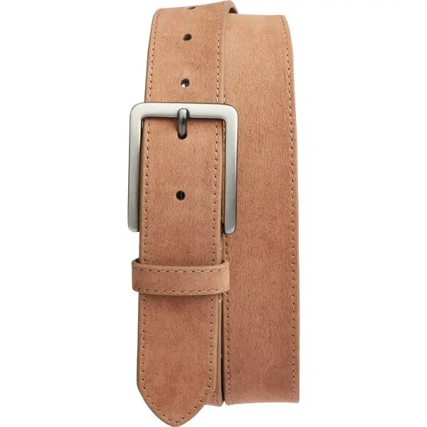 Nordstrom Richard Nubuck Leather Belt - Brown Brunette