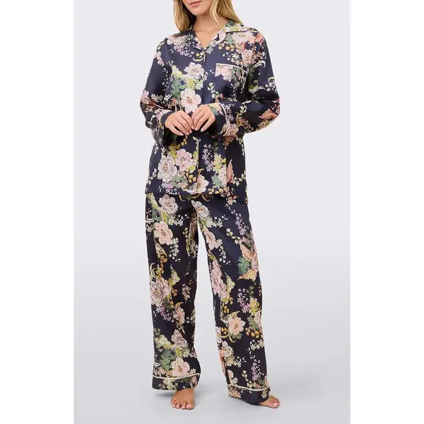 PAPINELLE Betsy Cotton Sateen Pajamas - Navy