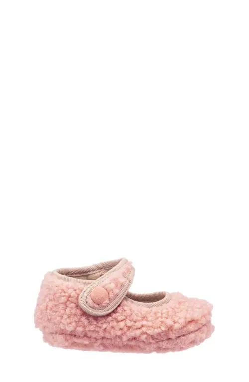 ELEPHANTITO Faux Shearling Mary Jane Flats - Pink