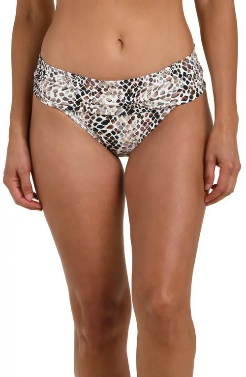 La Blanca Shirred Hipster Bikini Bottoms - Taupe
