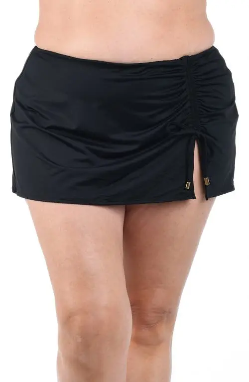 La Blanca Ruched Skirted Bikini Bottom - Black