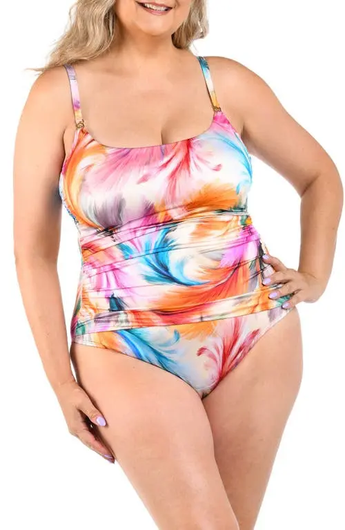 La Blanca Feathered Impression One-piece Swimsuit - Pink Multi