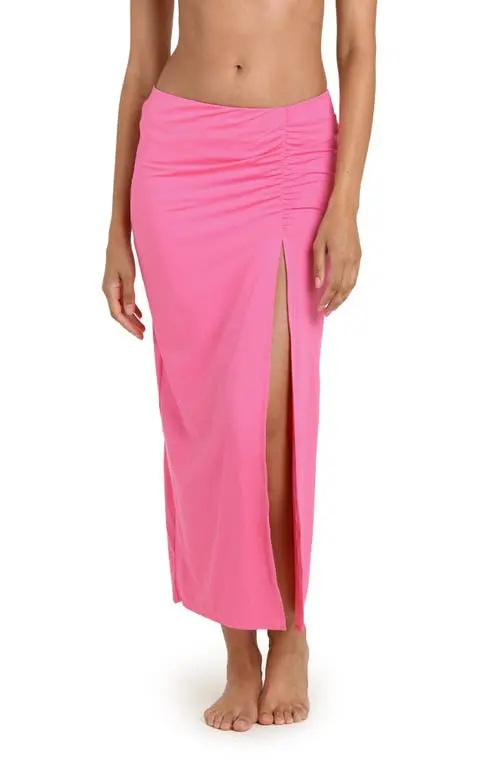 La Blanca Island Goddess Side Slit Cover-up Skirt - Rose Pink