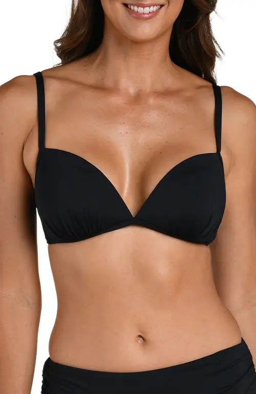 La Blanca Deep Plunge Bikini Top - Black