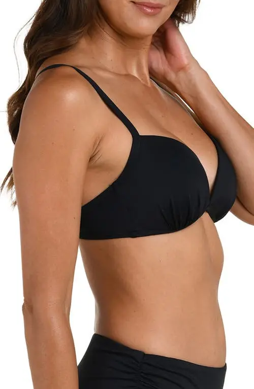 La Blanca Deep Plunge Bikini Top - Black