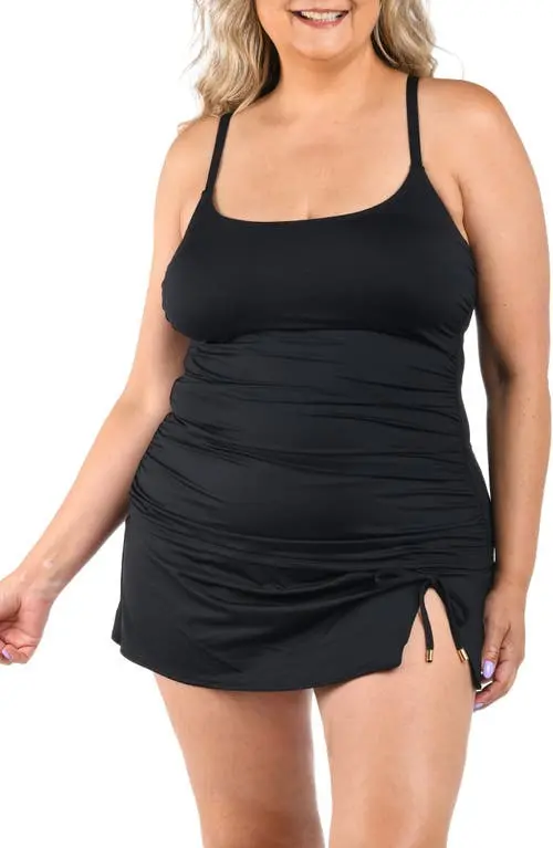 La Blanca Shirred Tankini Top - Black
