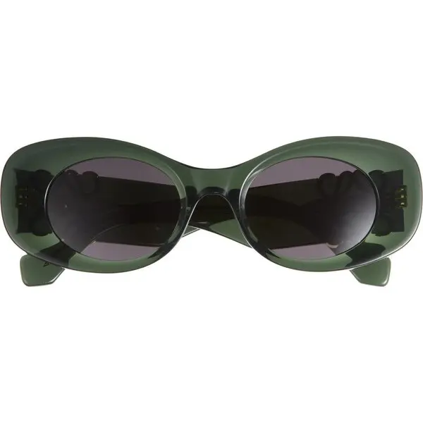 Loewe Anagram 49mm Small Rectangular Sunglasses - Dark Green/other /smoke