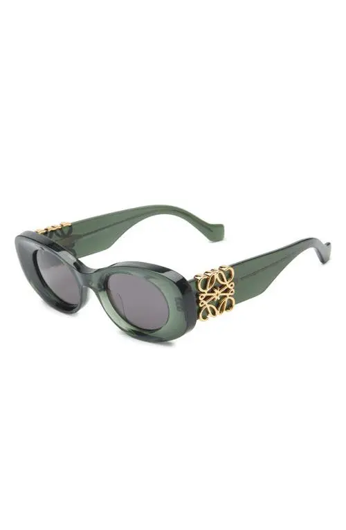 Loewe Anagram 49mm Small Rectangular Sunglasses - Dark Green/other /smoke