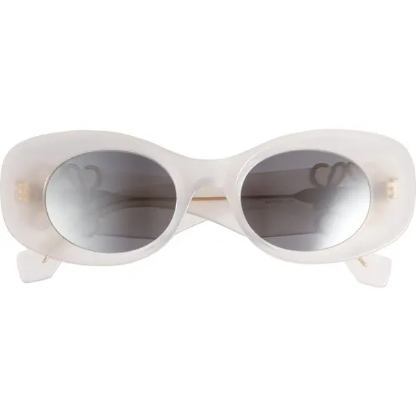 Loewe Anagram 49mm Small Rectangular Sunglasses - Ivory /smoke Mirror