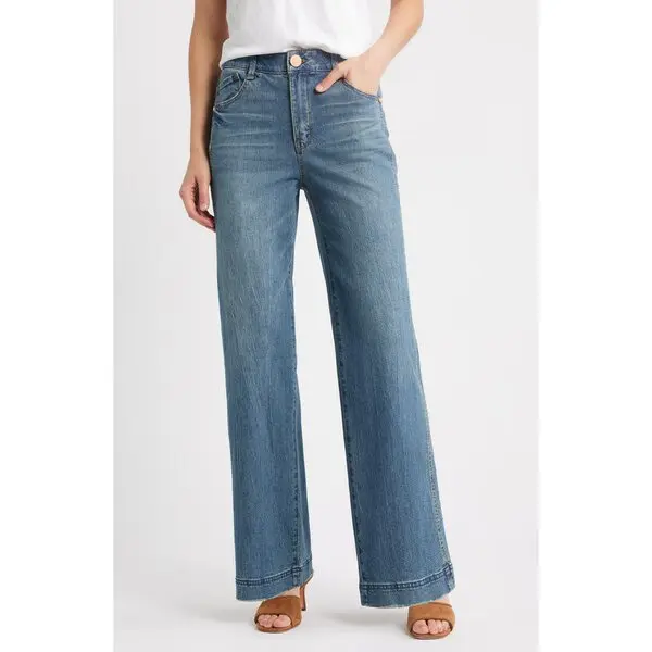 Wit & Wisdom Gracie 'ab'solution Skyrise Wide Leg Jeans - Mid Blue Artisanal