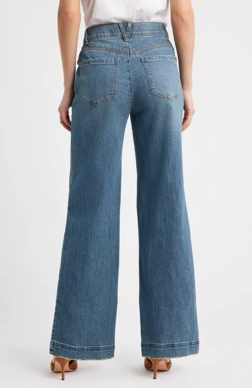 Wit & Wisdom Gracie 'ab'solution Skyrise Wide Leg Jeans - Mid Blue Artisanal