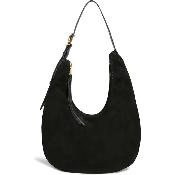AIMEE Large Unity Suede Hobo Bag - Black Suede