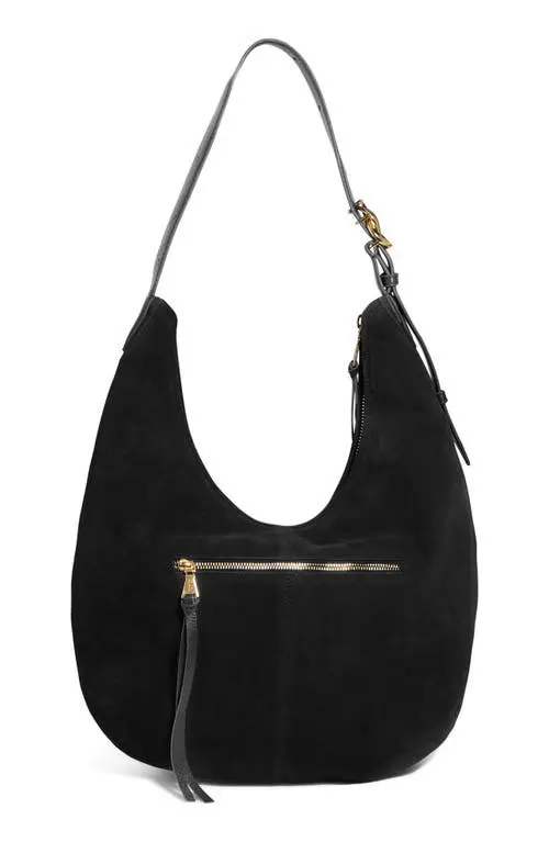 AIMEE Large Unity Suede Hobo Bag - Black Suede