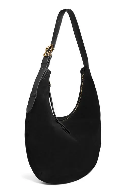 AIMEE Large Unity Suede Hobo Bag - Black Suede