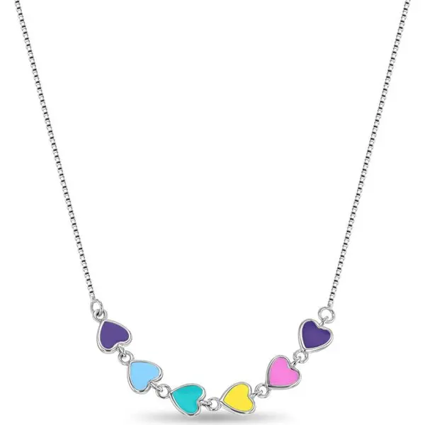 IN SEASON JEWELRY Rainbow Enamel Hearts Necklace - Multi-color
