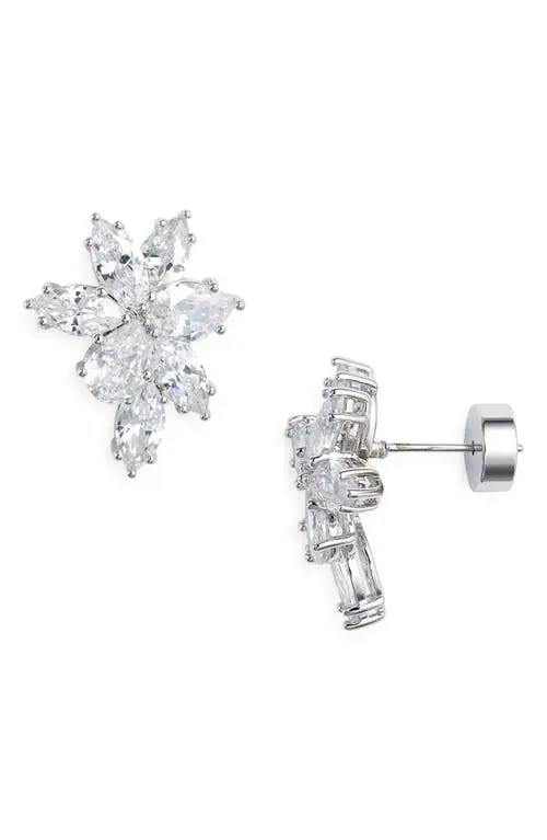 Nordstrom Cubic Zirconia Cluster Stud Earrings - Clear- Silver