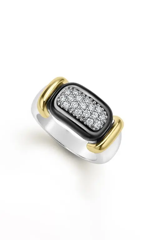 Lagos Diamond And Ceramic Ring - Two Tone
