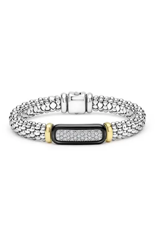 Lagos Two-tone Diamond Caviar Bracelet - Two Tone