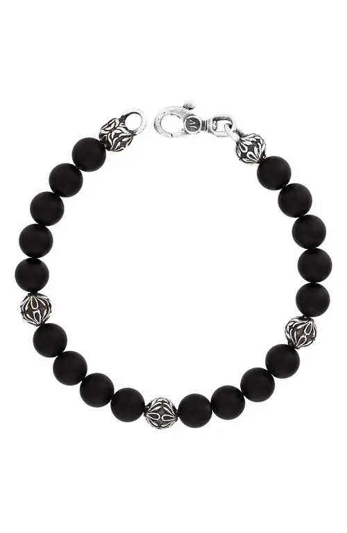 John Varvatos Onyx Beaded Bracelet - Silver/black