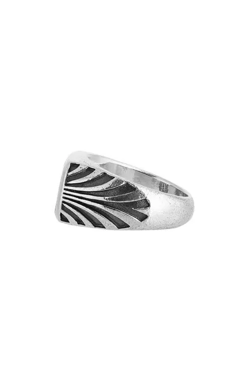 John Varvatos Deco Onyx Signet Ring - Silver