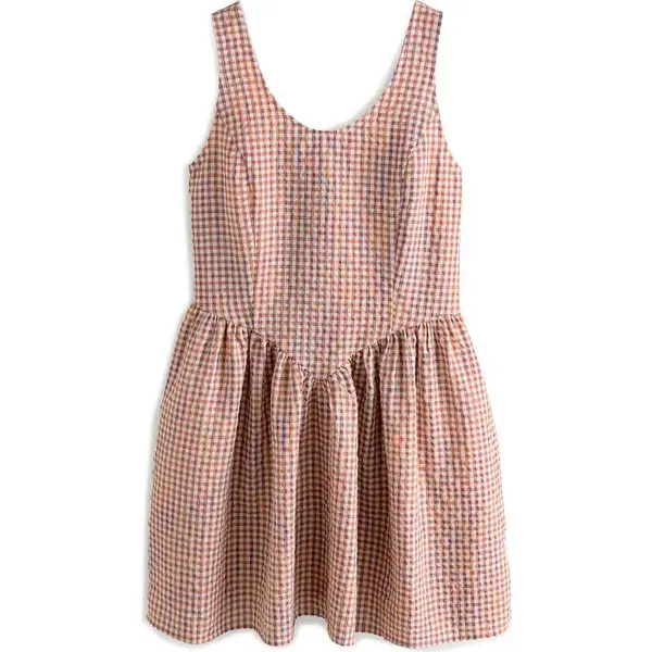 NEXT Sleeveless Gingham Cotton-blend Mini Dress