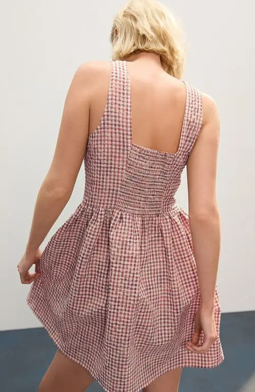 NEXT Sleeveless Gingham Cotton-blend Mini Dress
