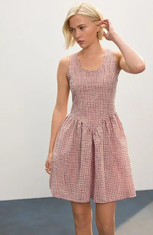 NEXT Sleeveless Gingham Cotton-blend Mini Dress